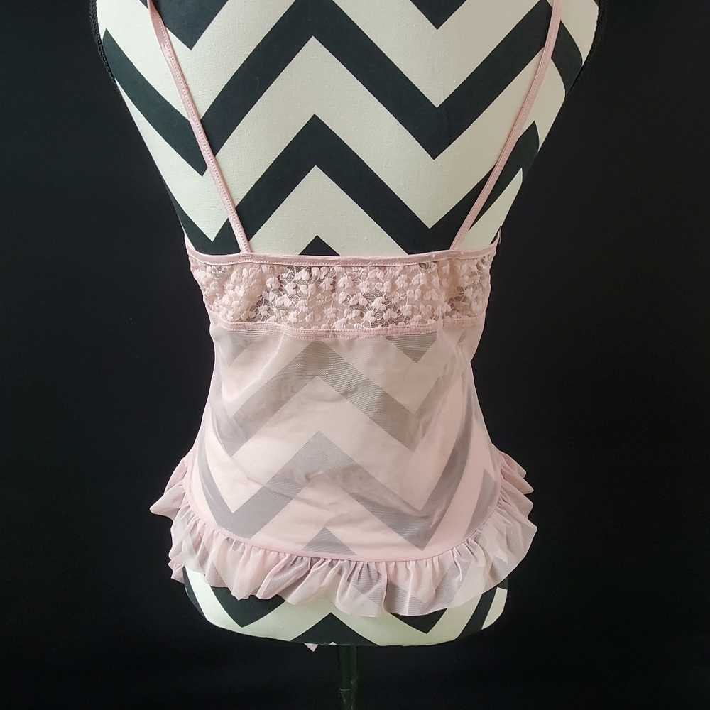 Vintage Lace Ruffle Cami And Panties Set - Gem